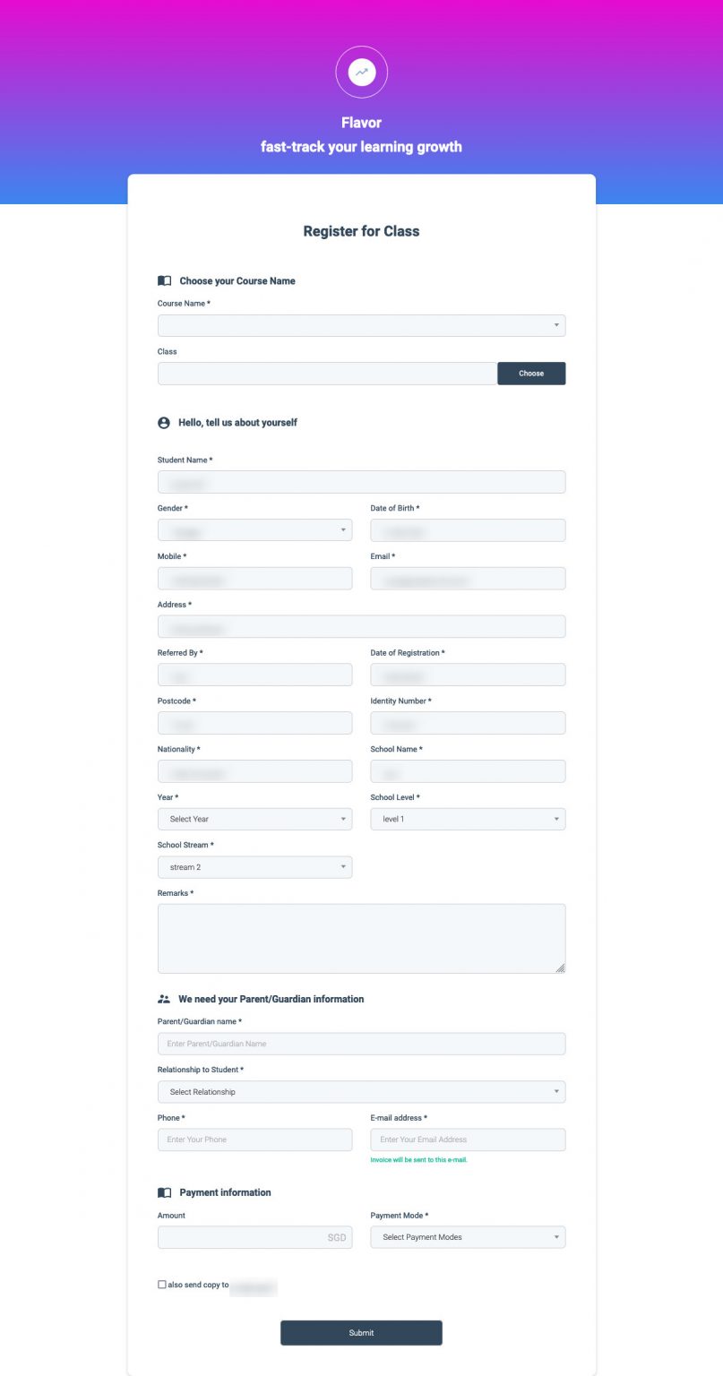 How can I send unique class registration links for students to enroll ...