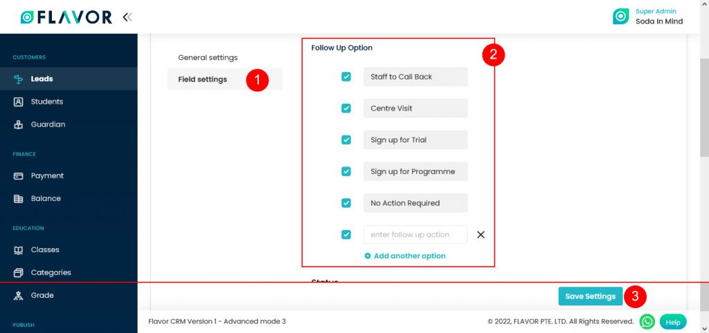 How to Add Options to Follow Up Details? - Flavor