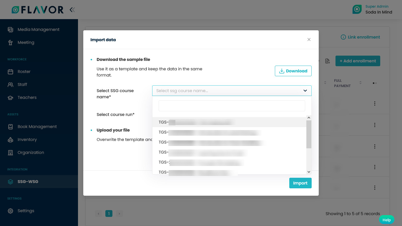SSG - WSG Module - Enrollments - Flavor