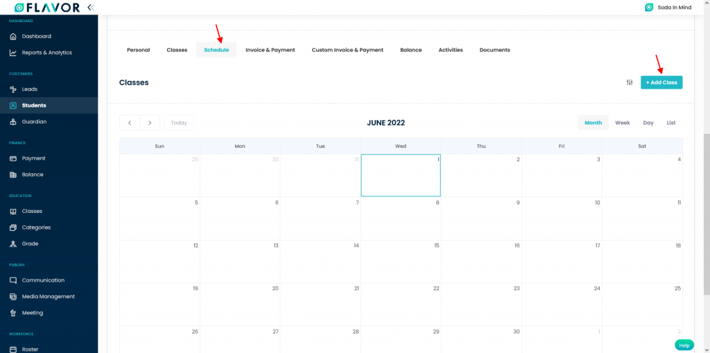 How to add schedule to a student? - Flavor