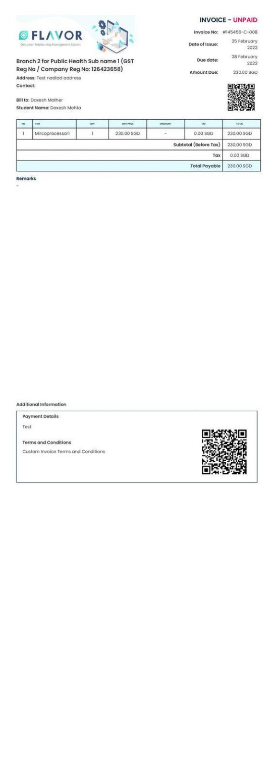 How to change invoice and receipt template? - Flavor