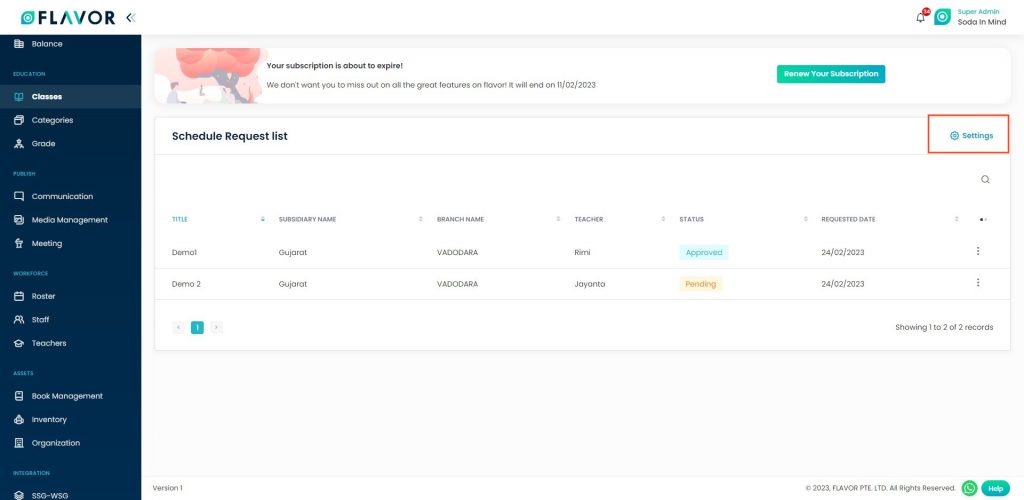 How does the schedule request work? - Flavor