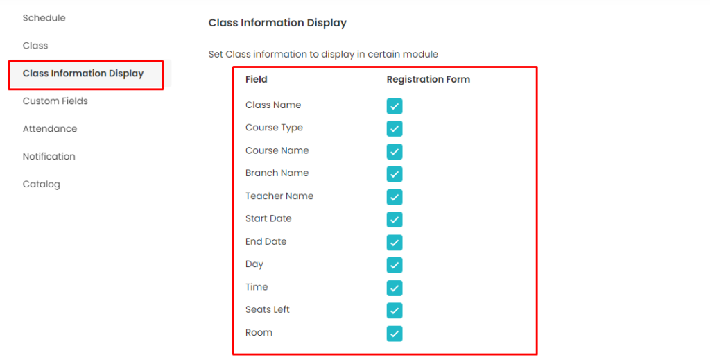 Information for Class Settings - Flavor
