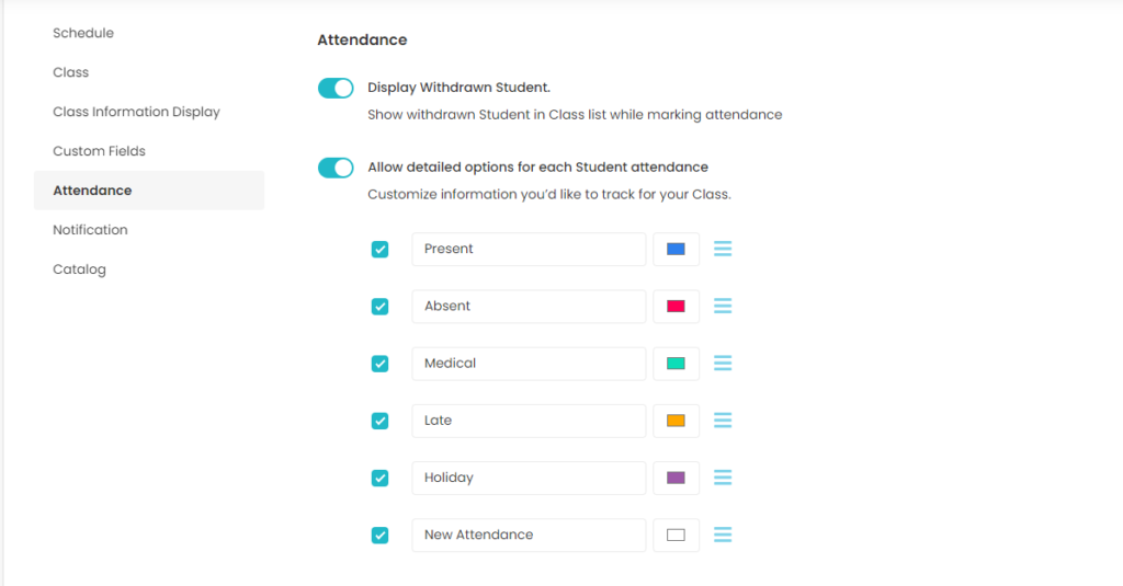 Information for Class Settings - Flavor