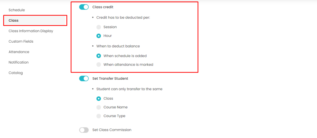 Information for Class Settings - Flavor